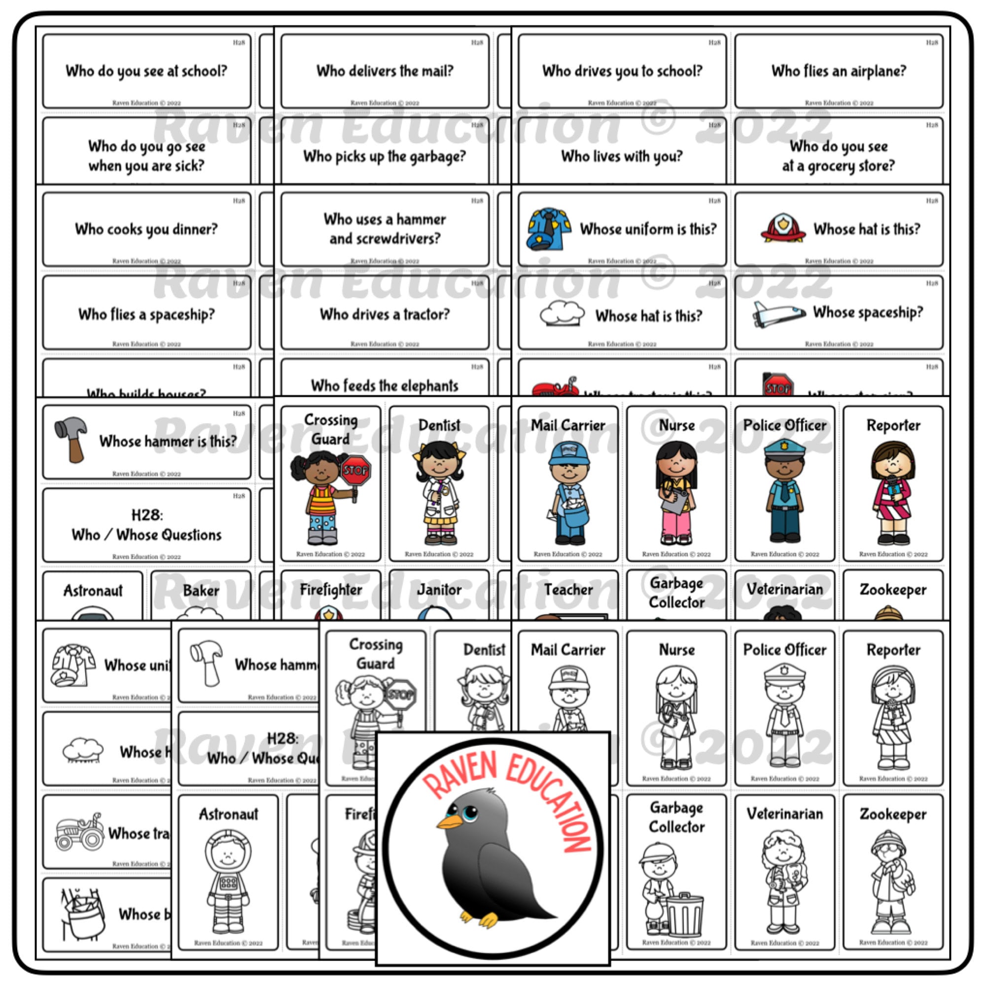 WHO + WHOSE Question Cards (ABLLS-R Aligned H28) - Etsy