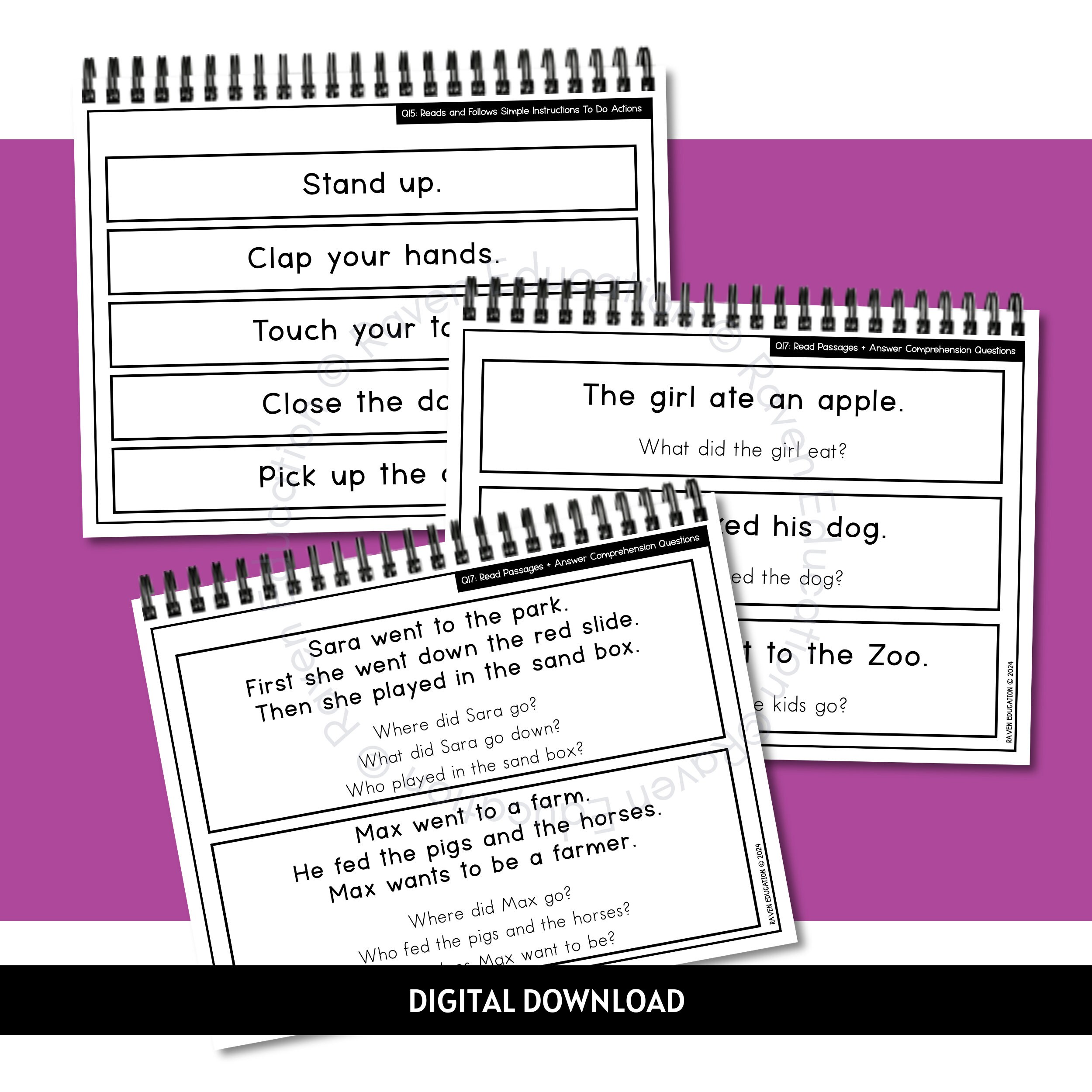 Reading Skills Assessment Binder Aligned With ABLLS-R Q Tasks - Etsy