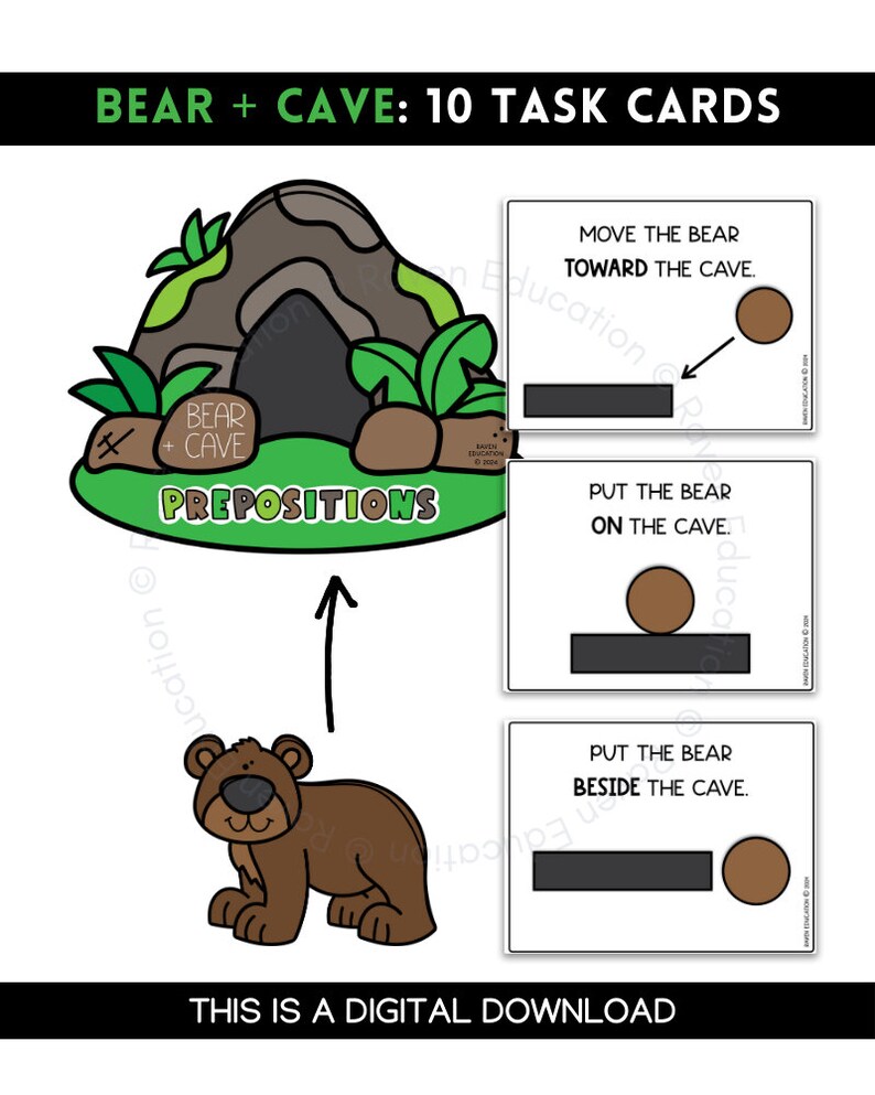 Preposition Activity Bundle #1 (40 Task Cards | Interactive | Following ...