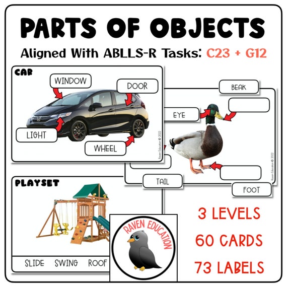 Parts of Objects Cards aligned With ABLLS-R C23 G12 - Etsy