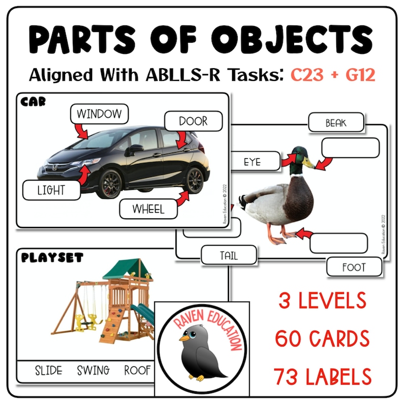 Parts of Objects Cards (aligned With ABLLS-R C23 + G12) - Etsy