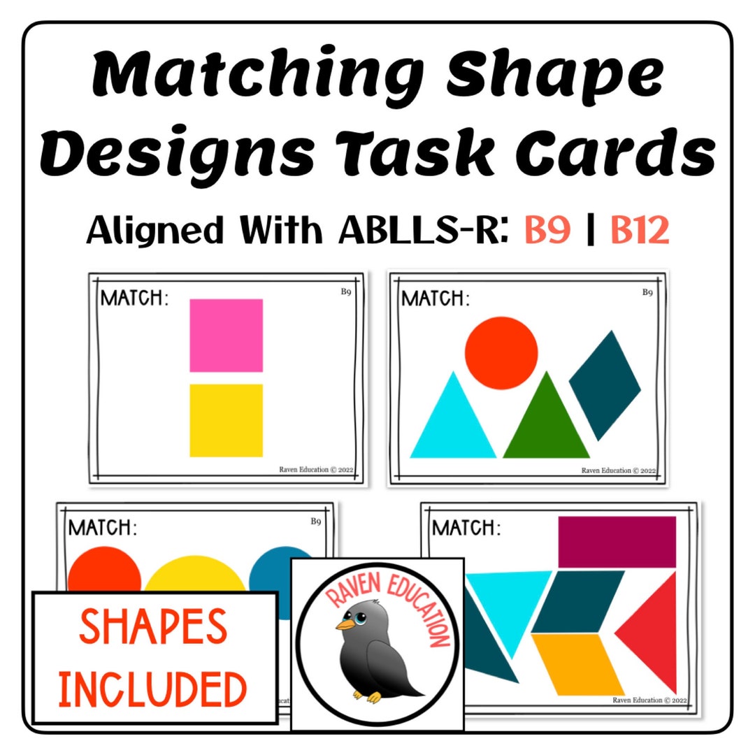 Matching Shape Designs Task Cards (aligned With ABLLS-R B9 / B12) - Etsy