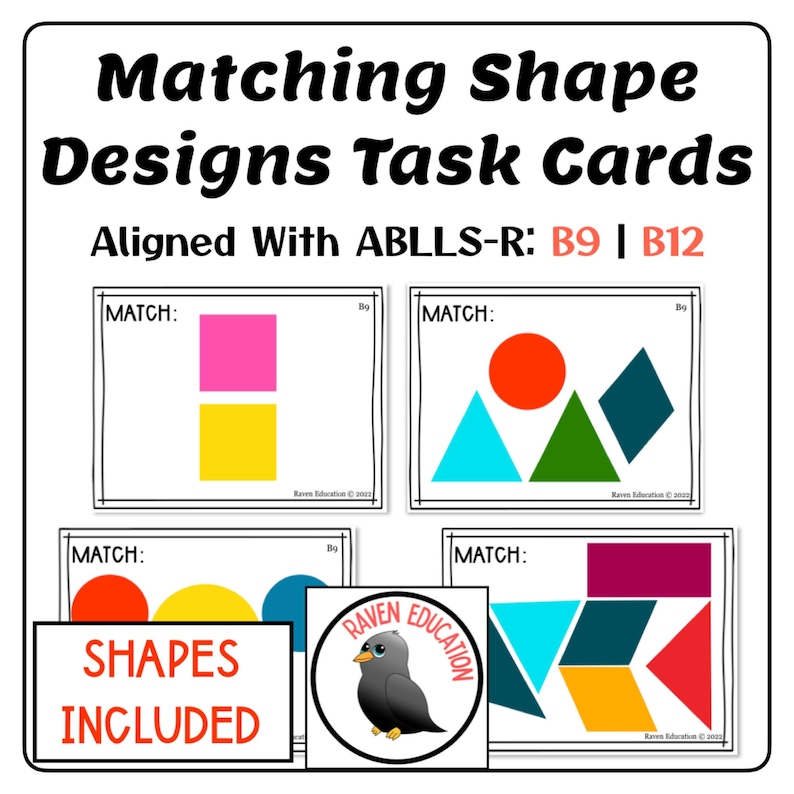 Matching Shape Designs Task Cards (aligned With ABLLS-R B9 / B12) - Etsy