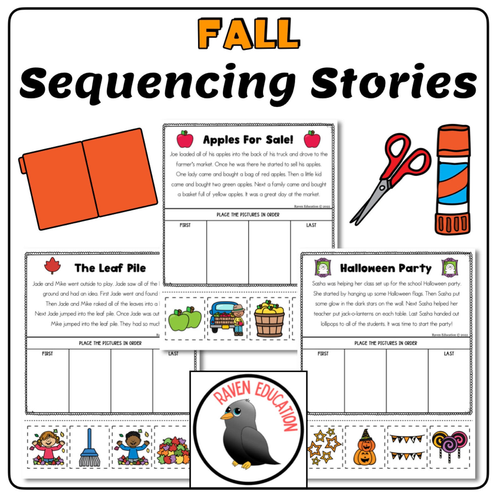 Fall Sequencing Stories (reading Comprehension) File Folder or Cut and ...