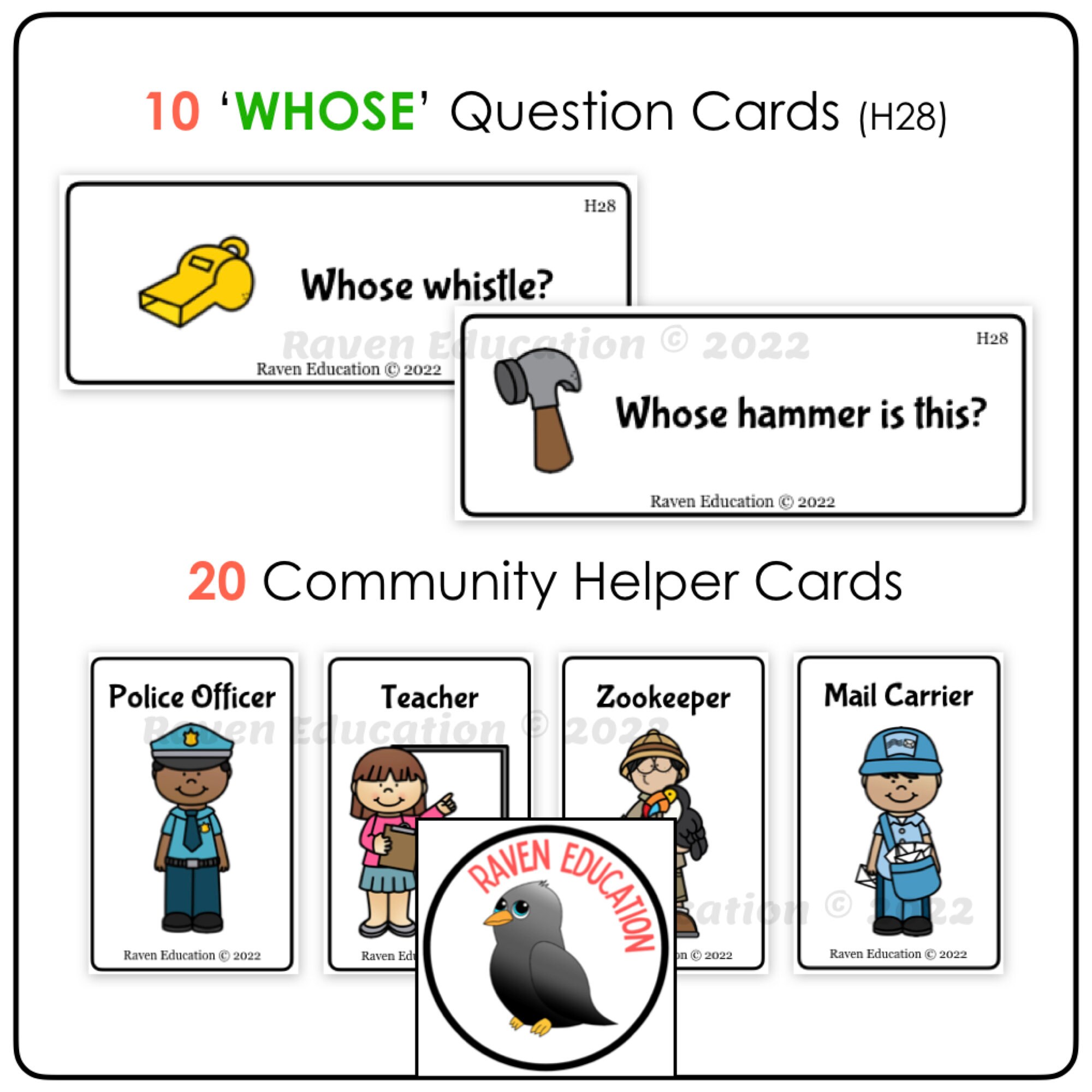 WHO + WHOSE Question Cards (ABLLS-R Aligned H28) - Etsy