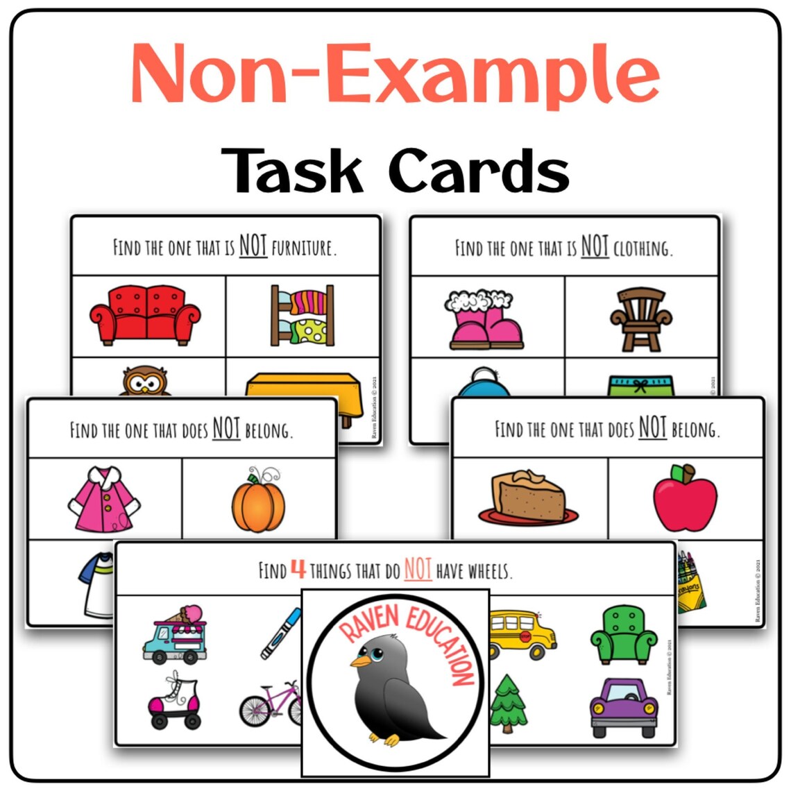 Non-example Task Cards (negation) - Etsy