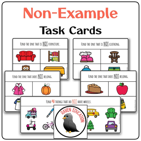 Non-example Task Cards negation - Etsy
