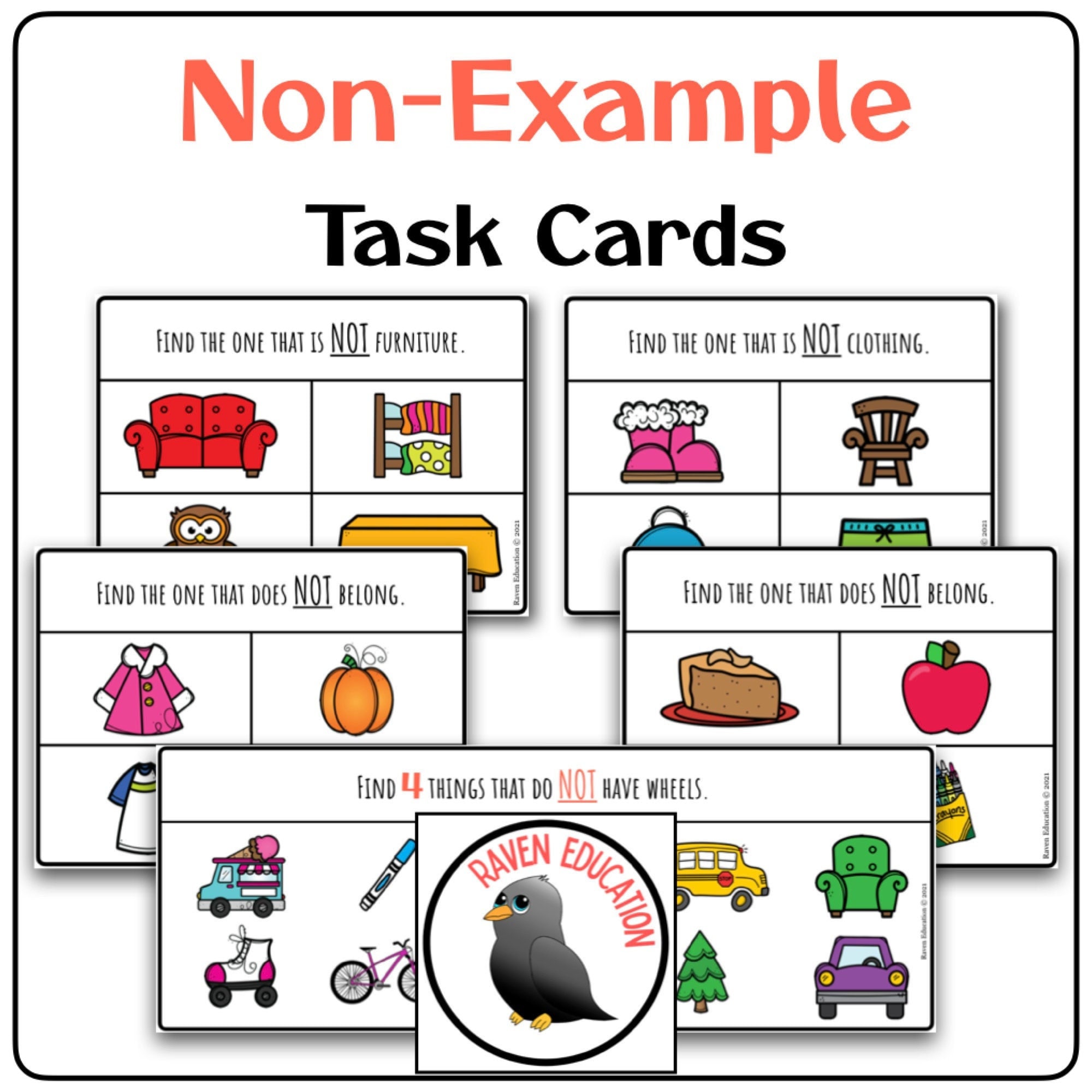 Non-example Task Cards (negation) - Etsy