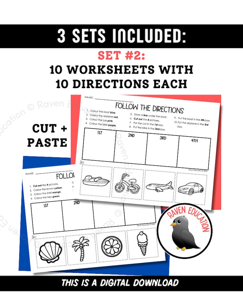 Following 1-step Directions: No-prep Worksheets (speech Therapy ...