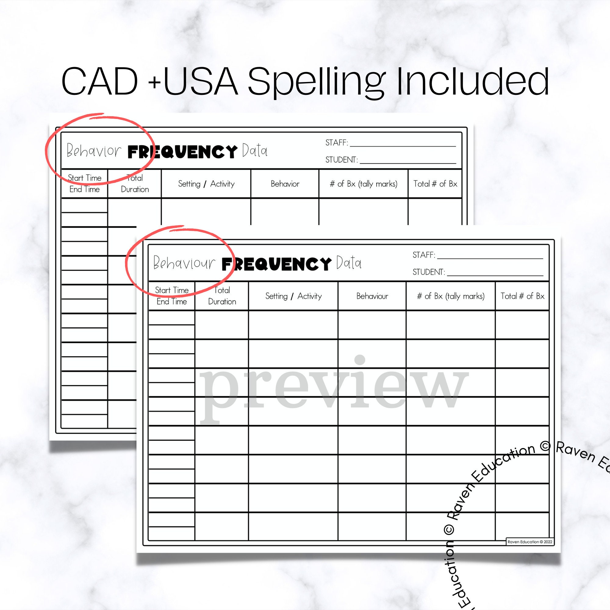 8 Behaviour Data Sheets (behaviour Management) - Etsy