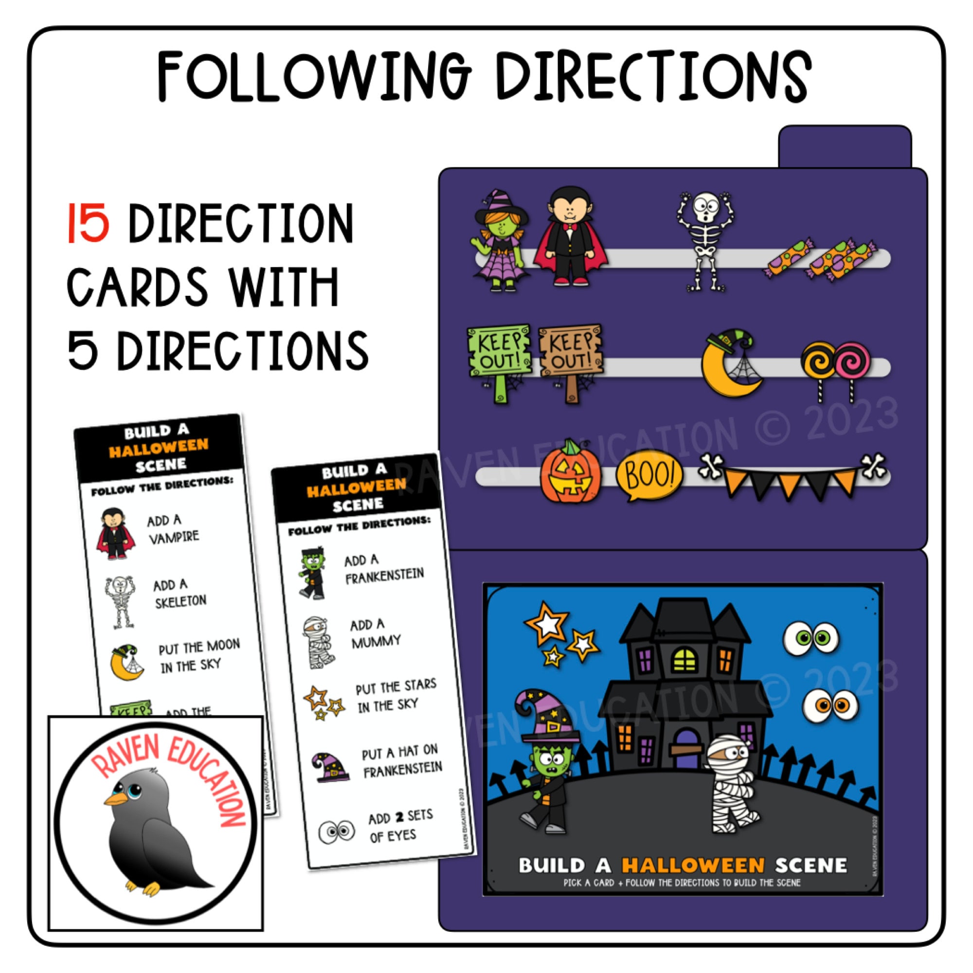 Build A Halloween Scene: Following Simple Directions File Folder ...