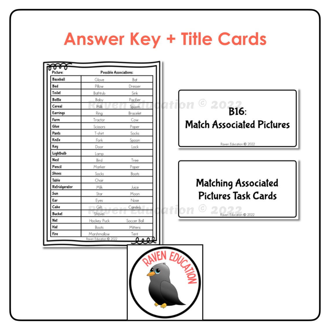 Matching Associated Pictures Task Cards (aligned With ABLLS-R B16) - Etsy