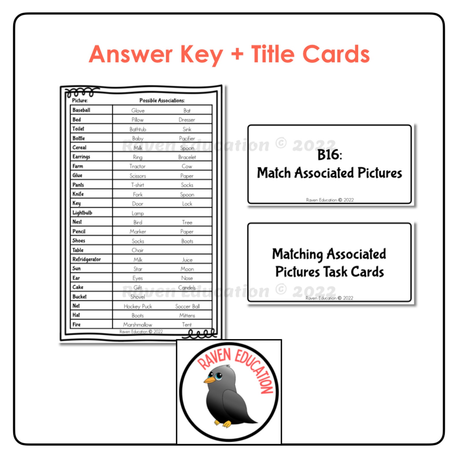 Matching Associated Pictures Task Cards (aligned With ABLLS-R B16) - Etsy