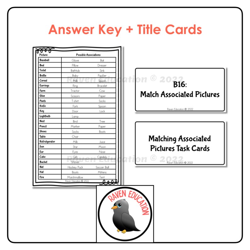 Matching Associated Pictures Task Cards (aligned With ABLLS-R B16) - Etsy