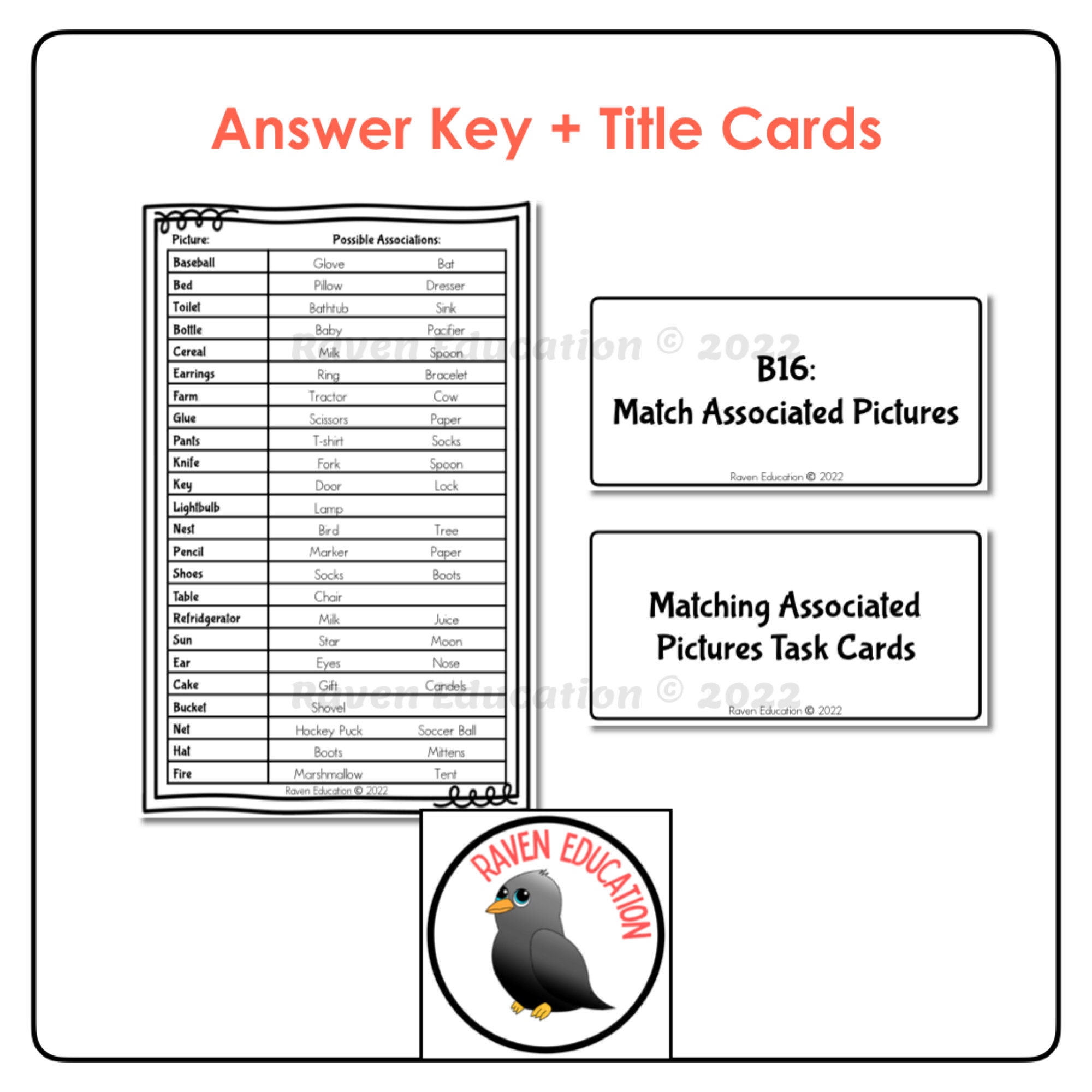 Matching Associated Pictures Task Cards (aligned With ABLLS-R B16) - Etsy