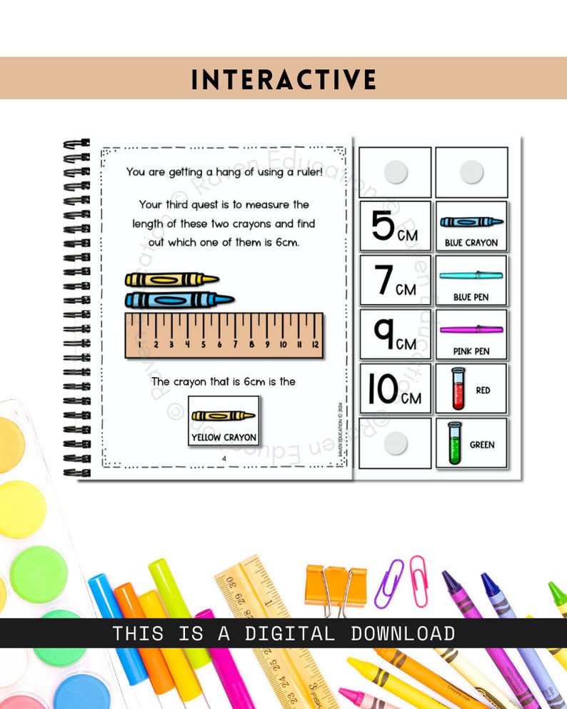 A Measurement Quest: Let's Use A Ruler interactive Book Adapted Book ...