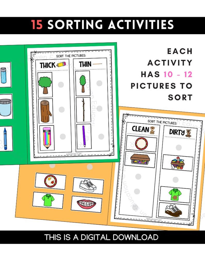Opposites Sorting Activities: 15 File Folder Games (special Education ...