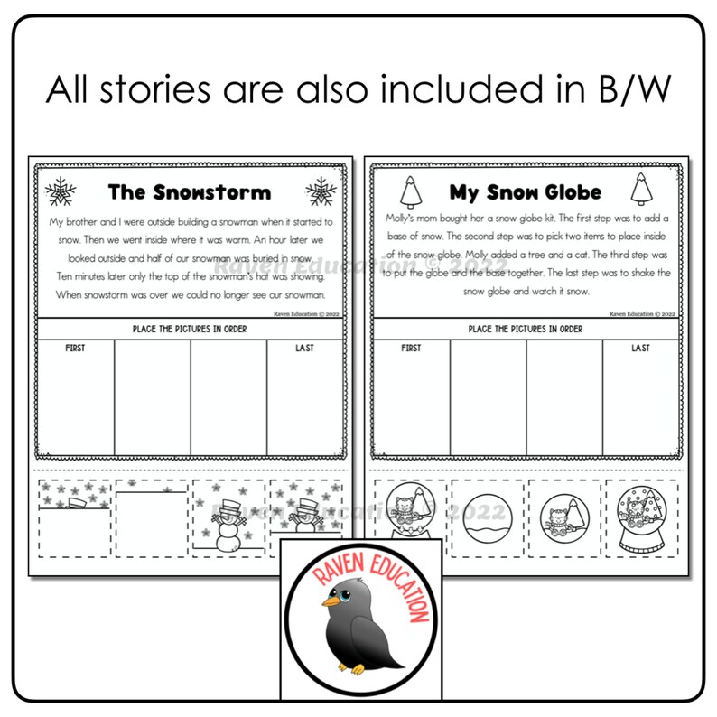 Winter Sequencing Stories (reading Comprehension) File Folder or Cut ...