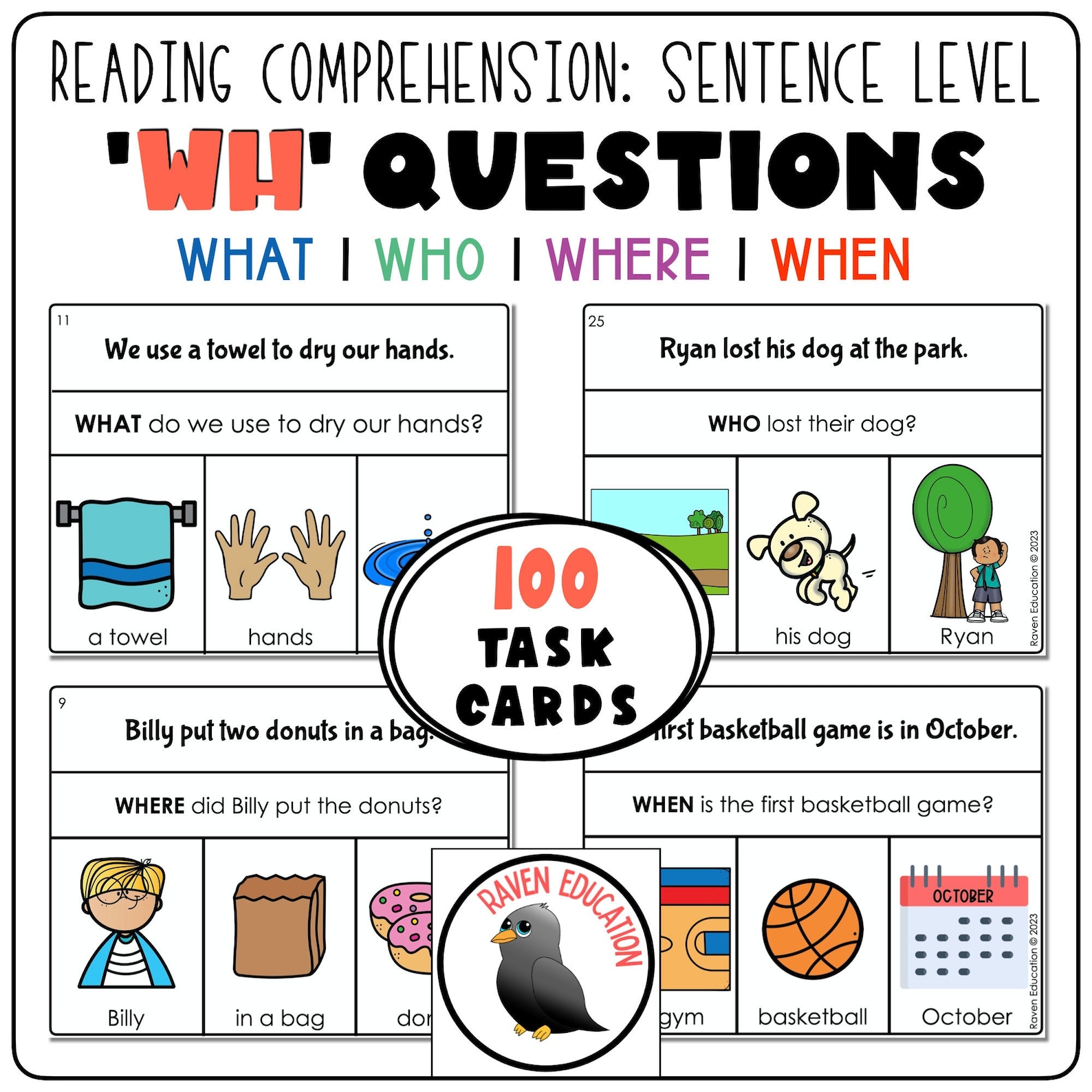 Sentence Level Reading Comprehension: Wh-questions (what / Who / Where ...