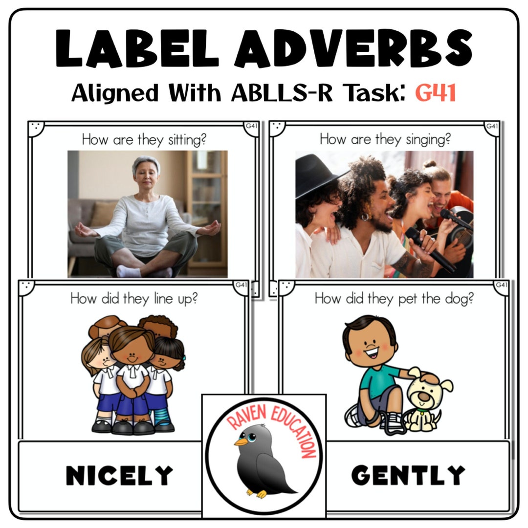 Label Adverbs Task Cards & Worksheets (aligned With ABLLS-R G41) - Etsy