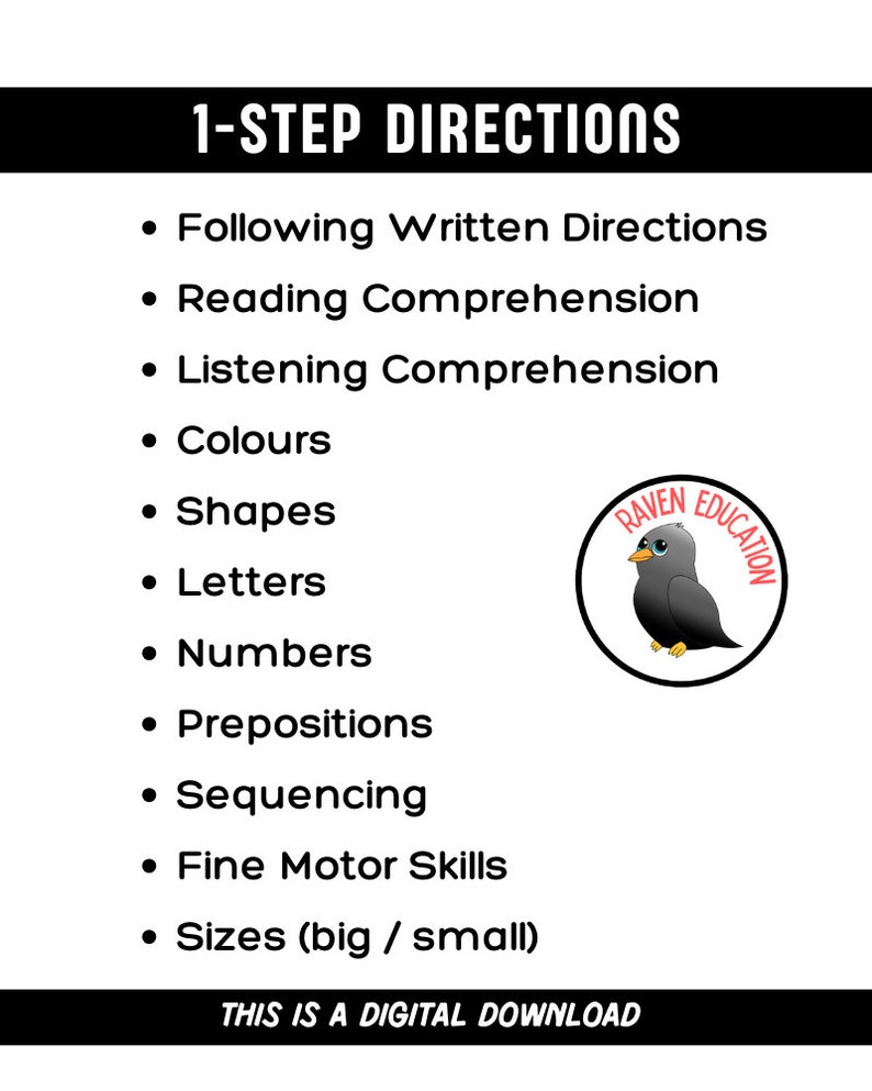 Following 1-step Directions: No-prep Worksheets (speech Therapy ...