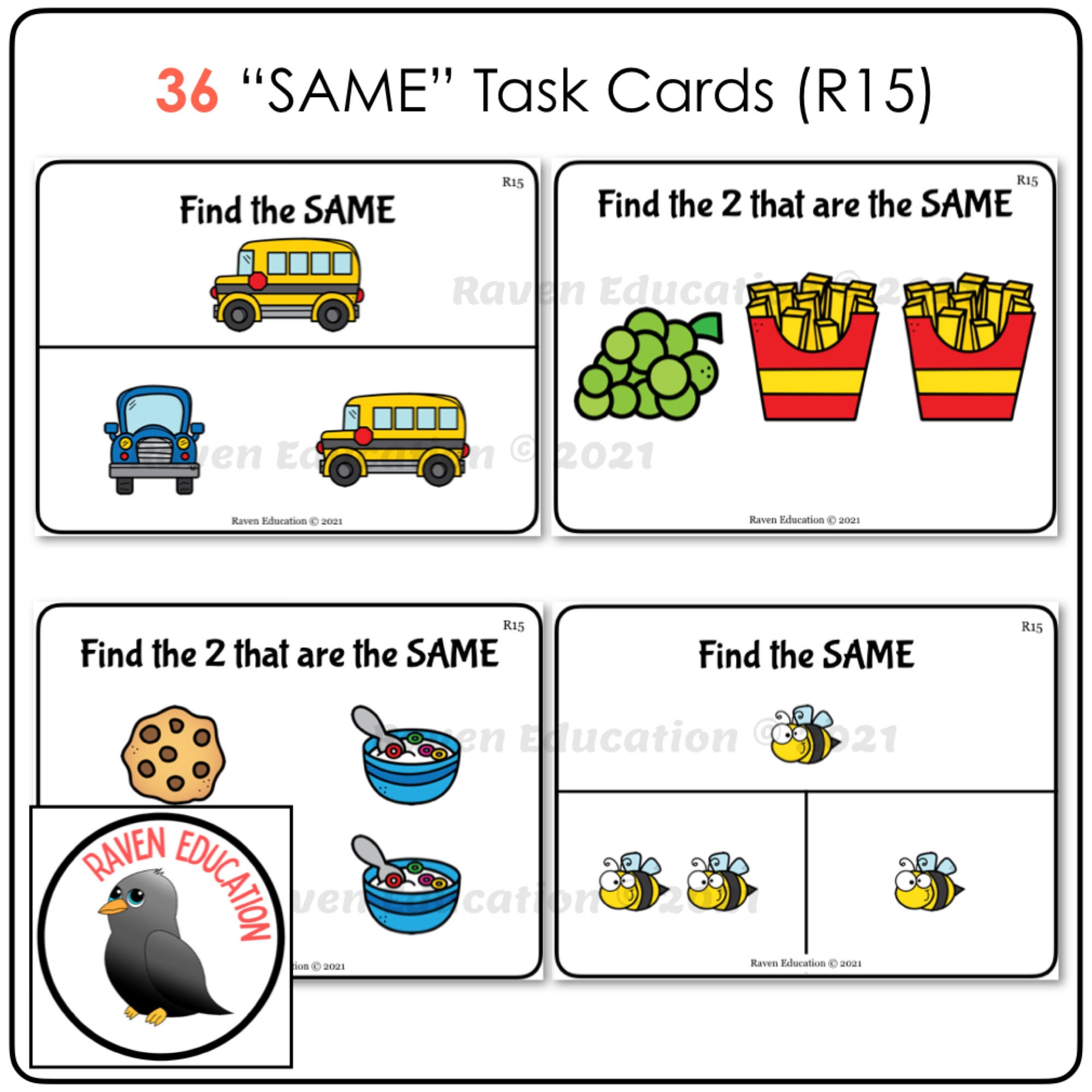Same / Different Task Cards aligned With ABLLS-R R15 & R16 - Etsy