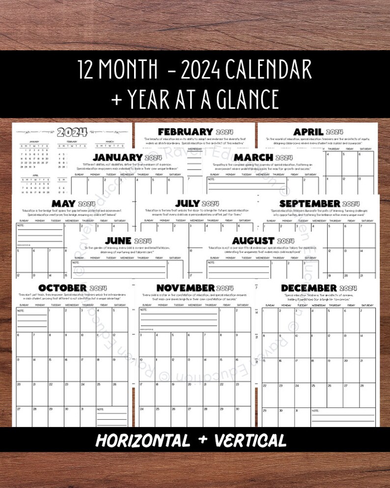 Printable 2024 Calendar for Special Education Teachers, Special ...