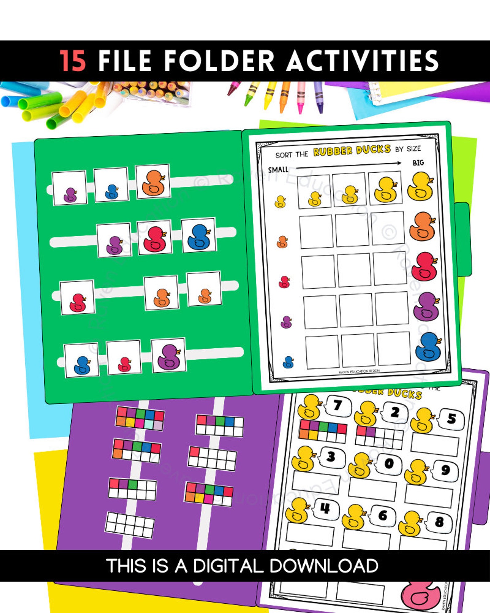 Rubber Ducks File Folder Activity Bundle (15 File Folder Activities ...
