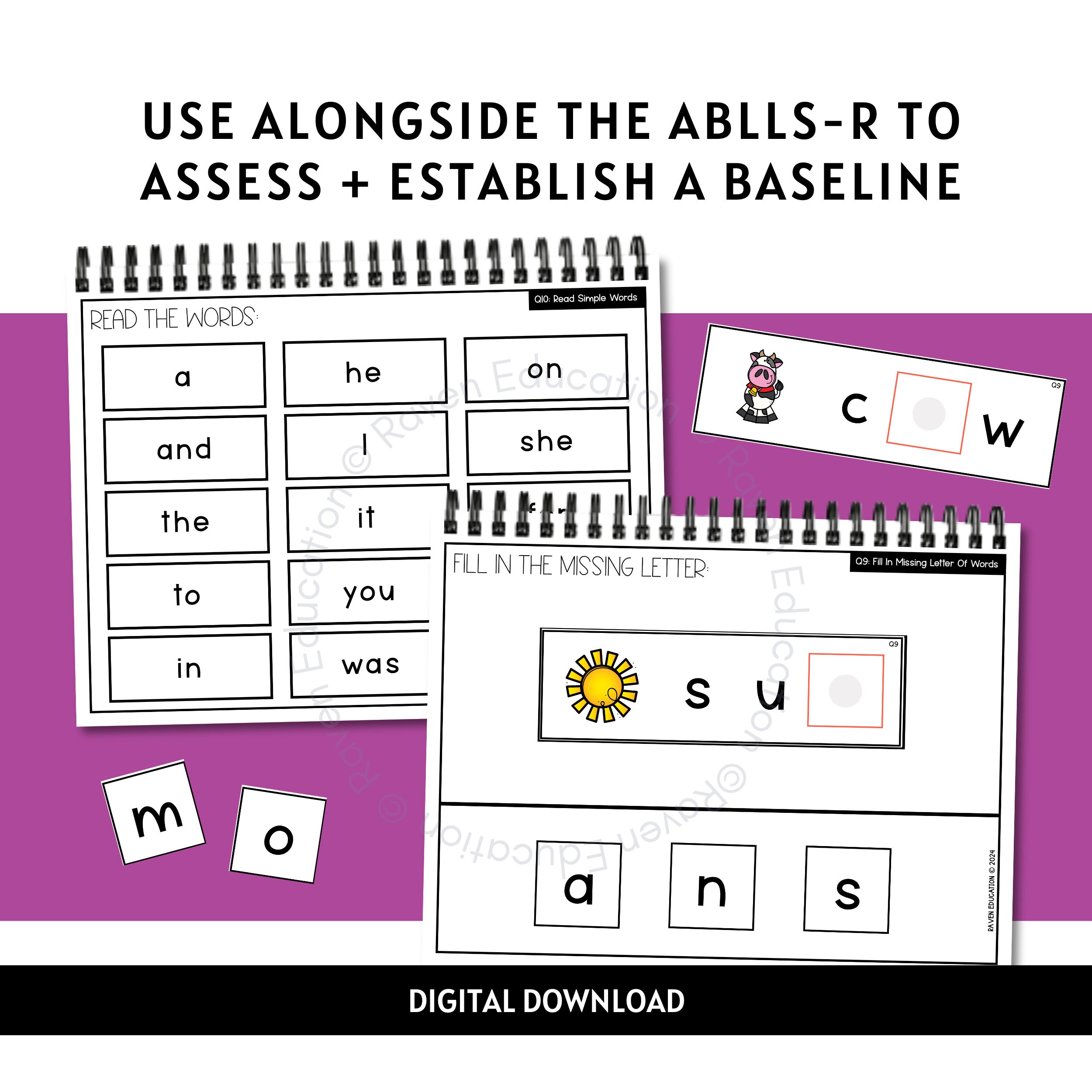 Reading Skills Assessment Binder Aligned With ABLLS-R Q Tasks - Etsy
