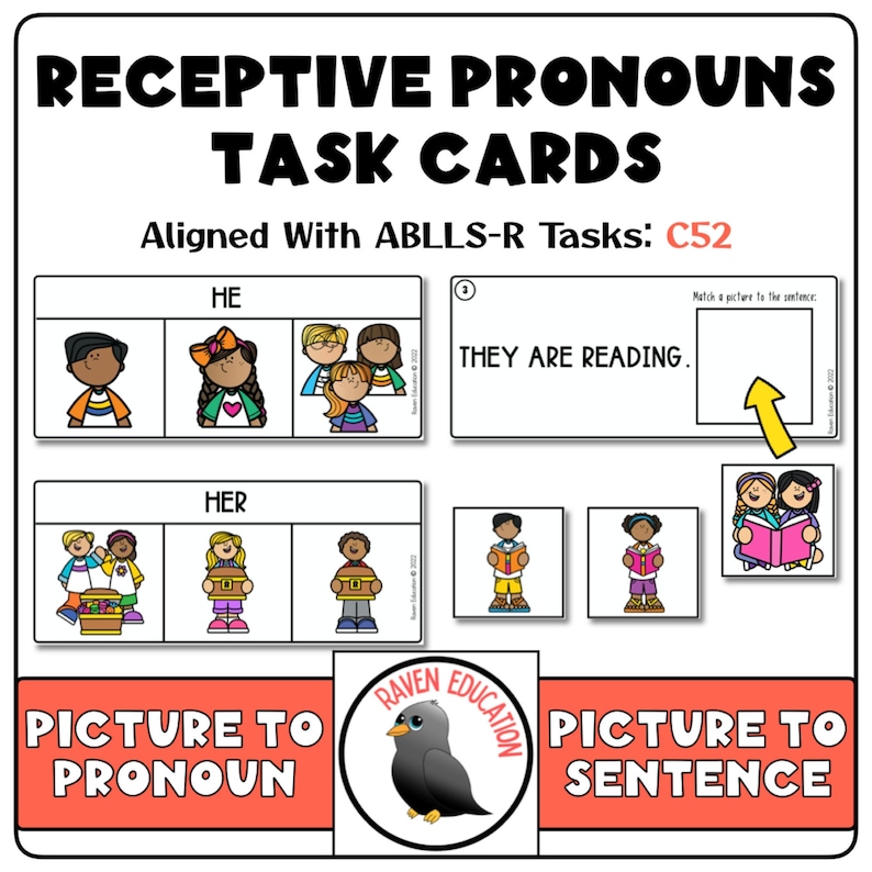 Receptive Pronouns Task Cards (aligned With ABLLS-R Task C52) - Etsy