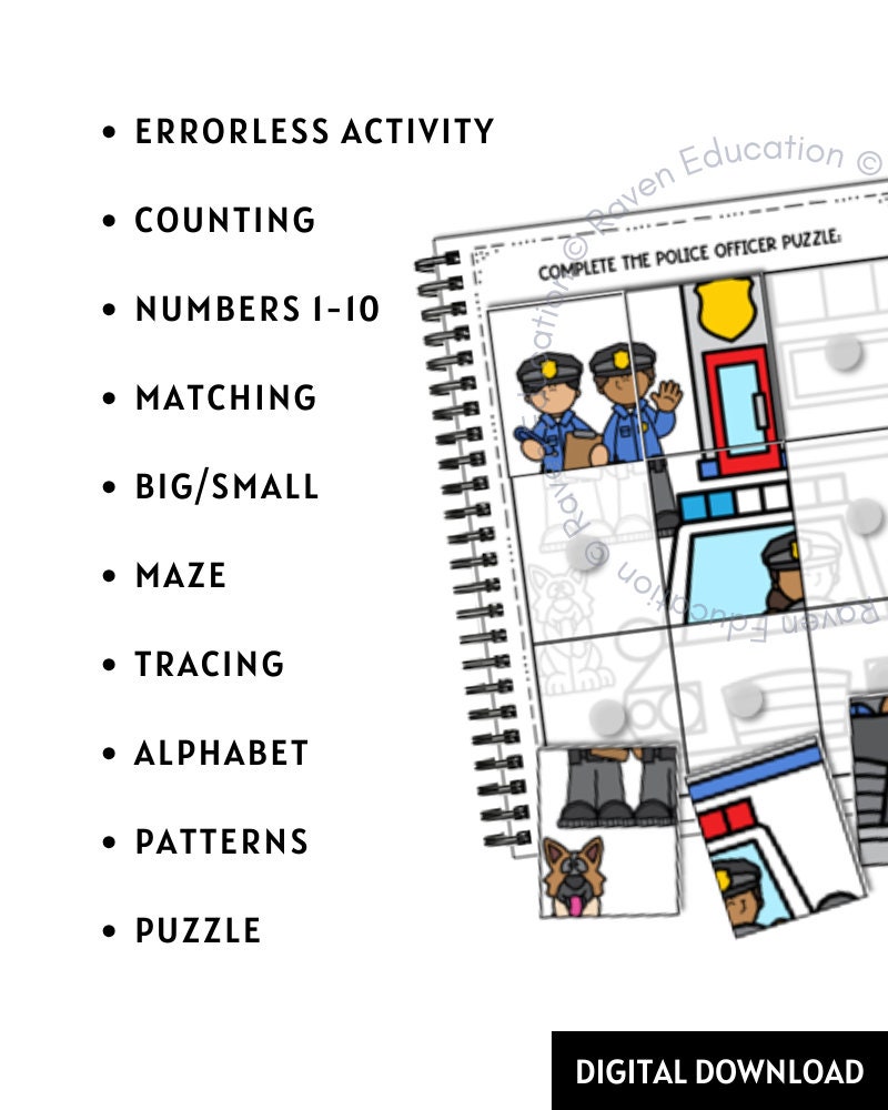 Community Helper Busy Book: Police Officers (matching, Counting ...
