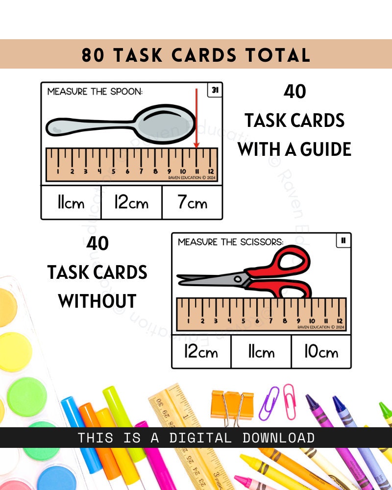 Measuring Using Centimeters - Task Cards (with A Guide and Without ...