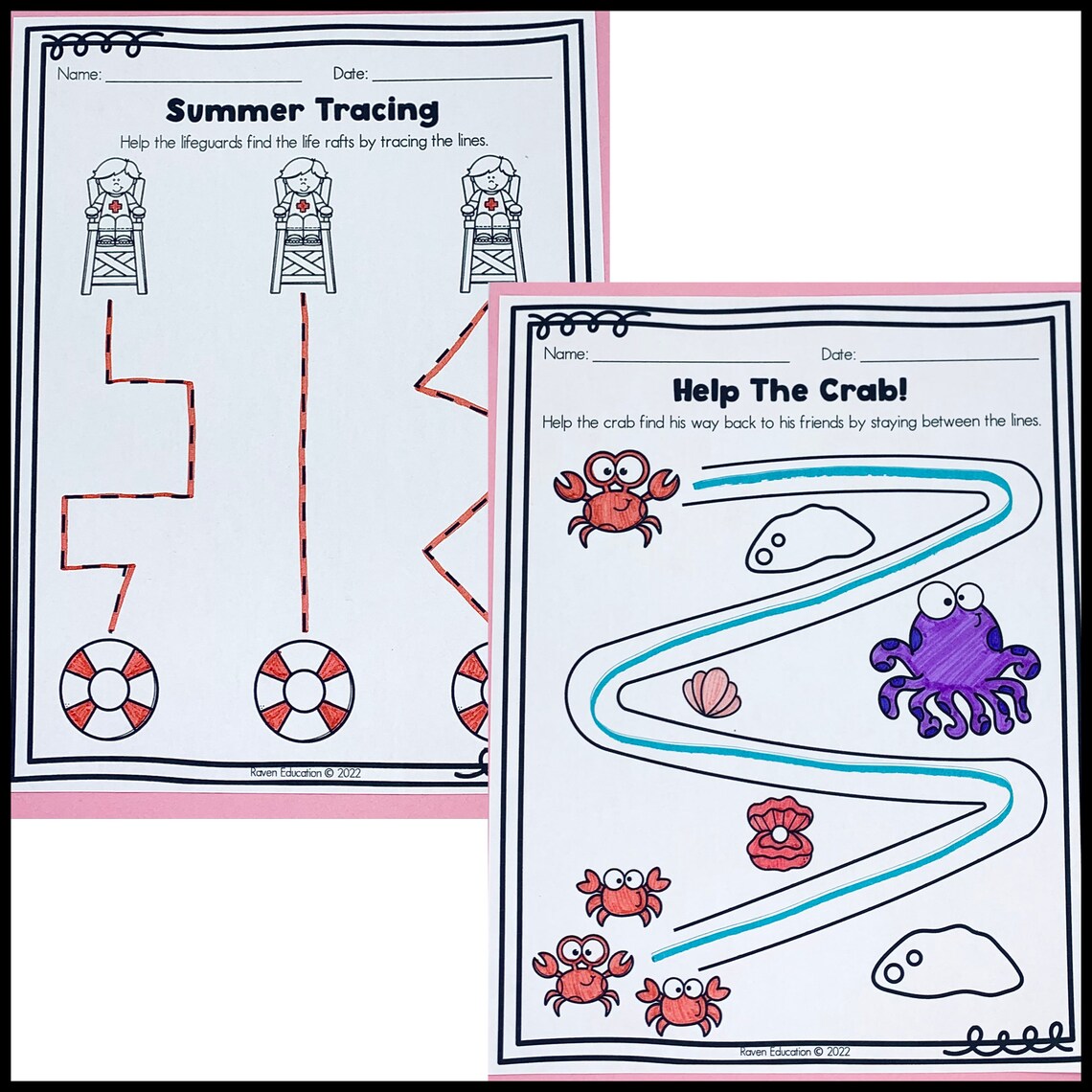 Summer Fine Motor Skills 16 Worksheets - Etsy