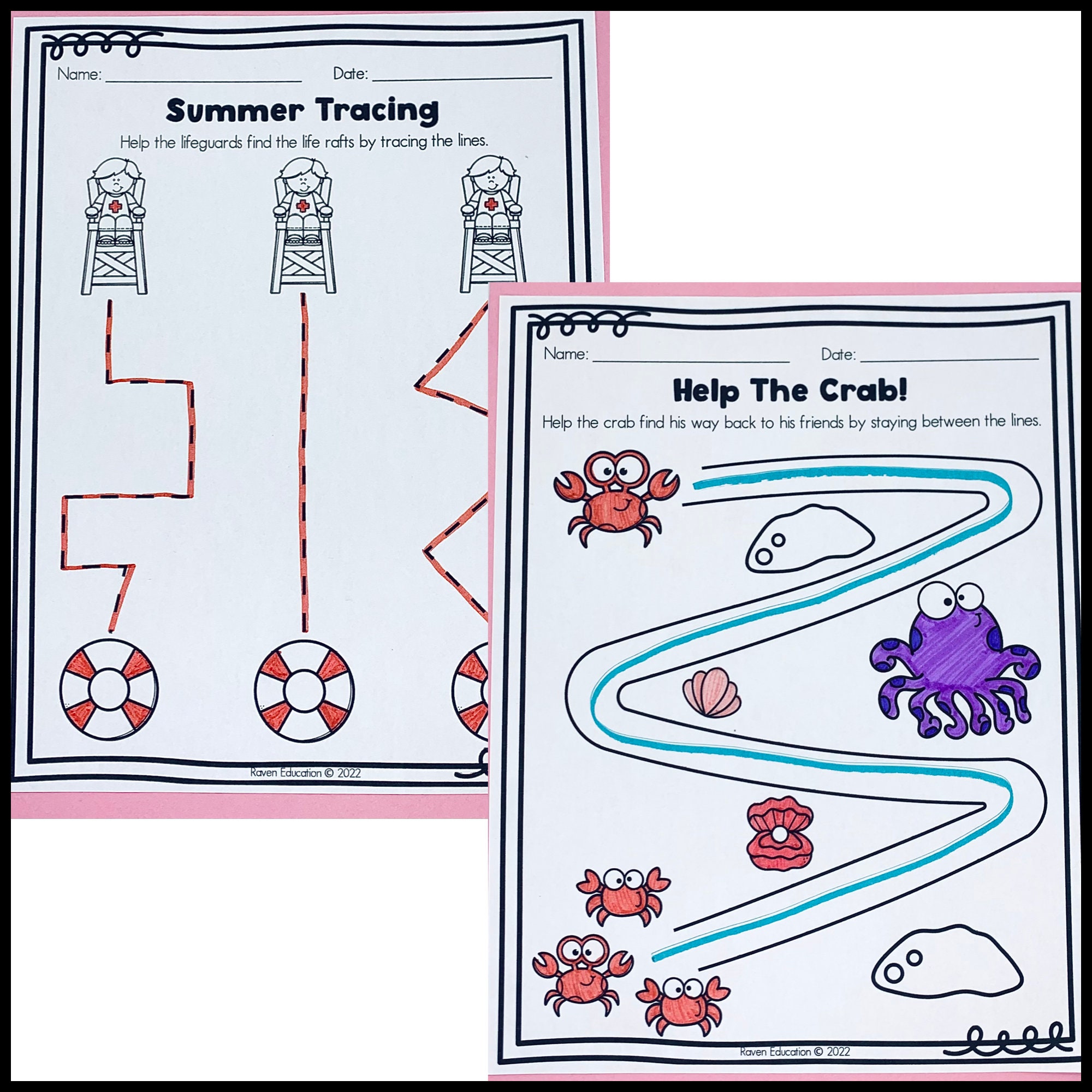 Summer Fine Motor Skills 16 Worksheets - Etsy