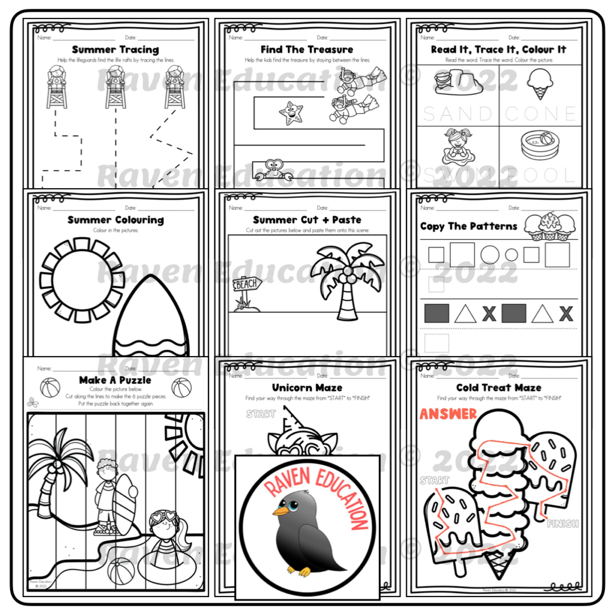 Summer Fine Motor Skills 16 Worksheets - Etsy