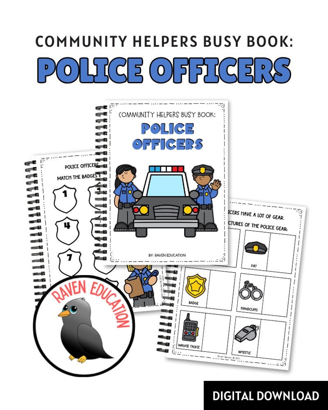 Community Helper Busy Book: Police Officers (matching, Counting ...