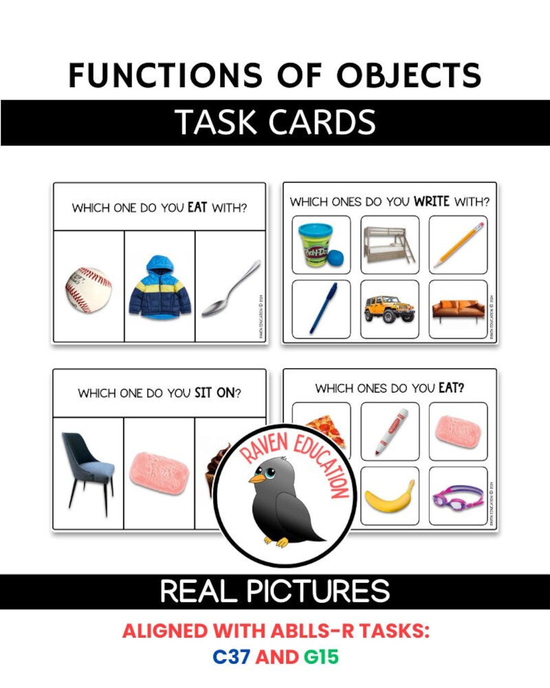Functions of Objects Task Cards (real Pictures) ABLLS-R Aligned C37 ...
