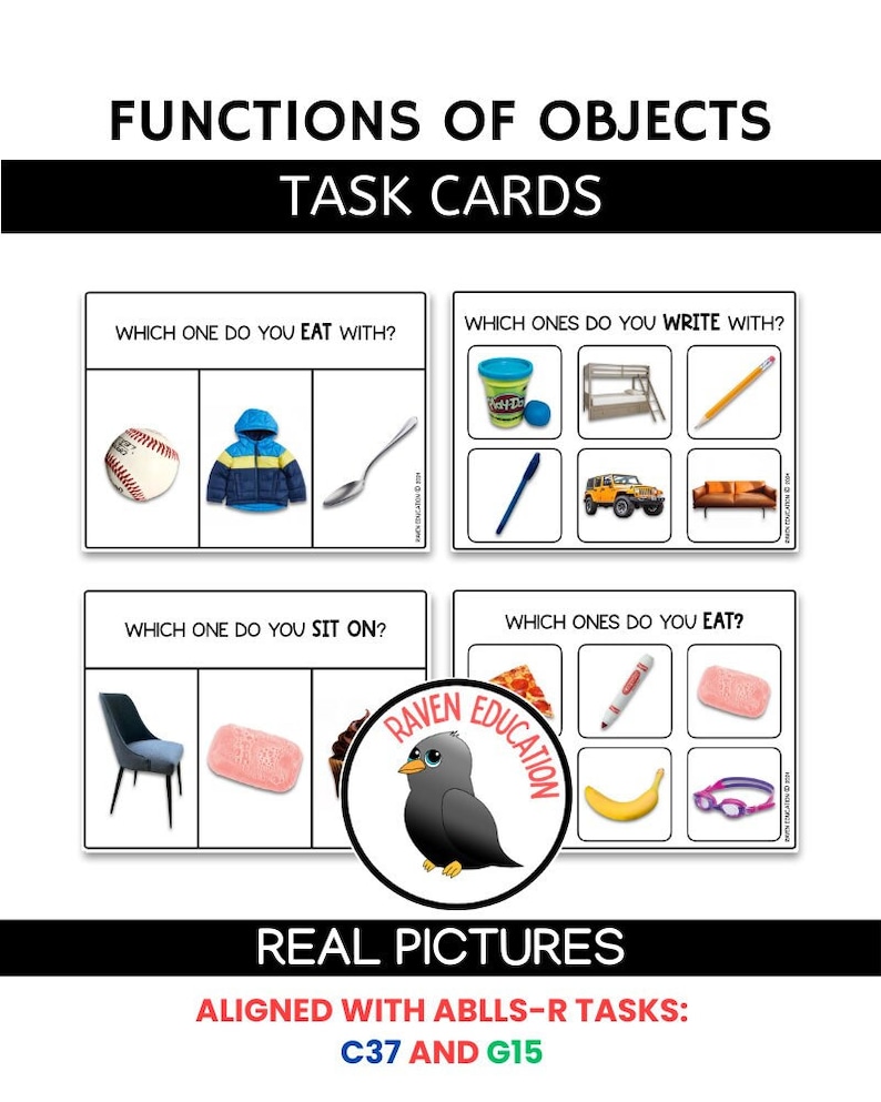 Functions of Objects Task Cards (real Pictures) ABLLS-R Aligned C37 ...
