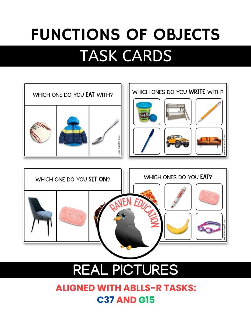 Functions of Objects Task Cards (real Pictures) ABLLS-R Aligned C37 ...