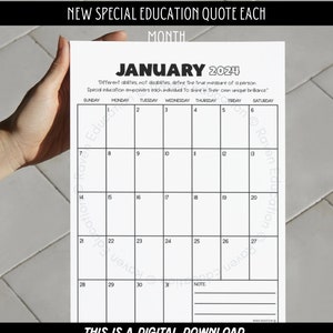 Printable 2024 Calendar for Special Education Teachers, Special ...