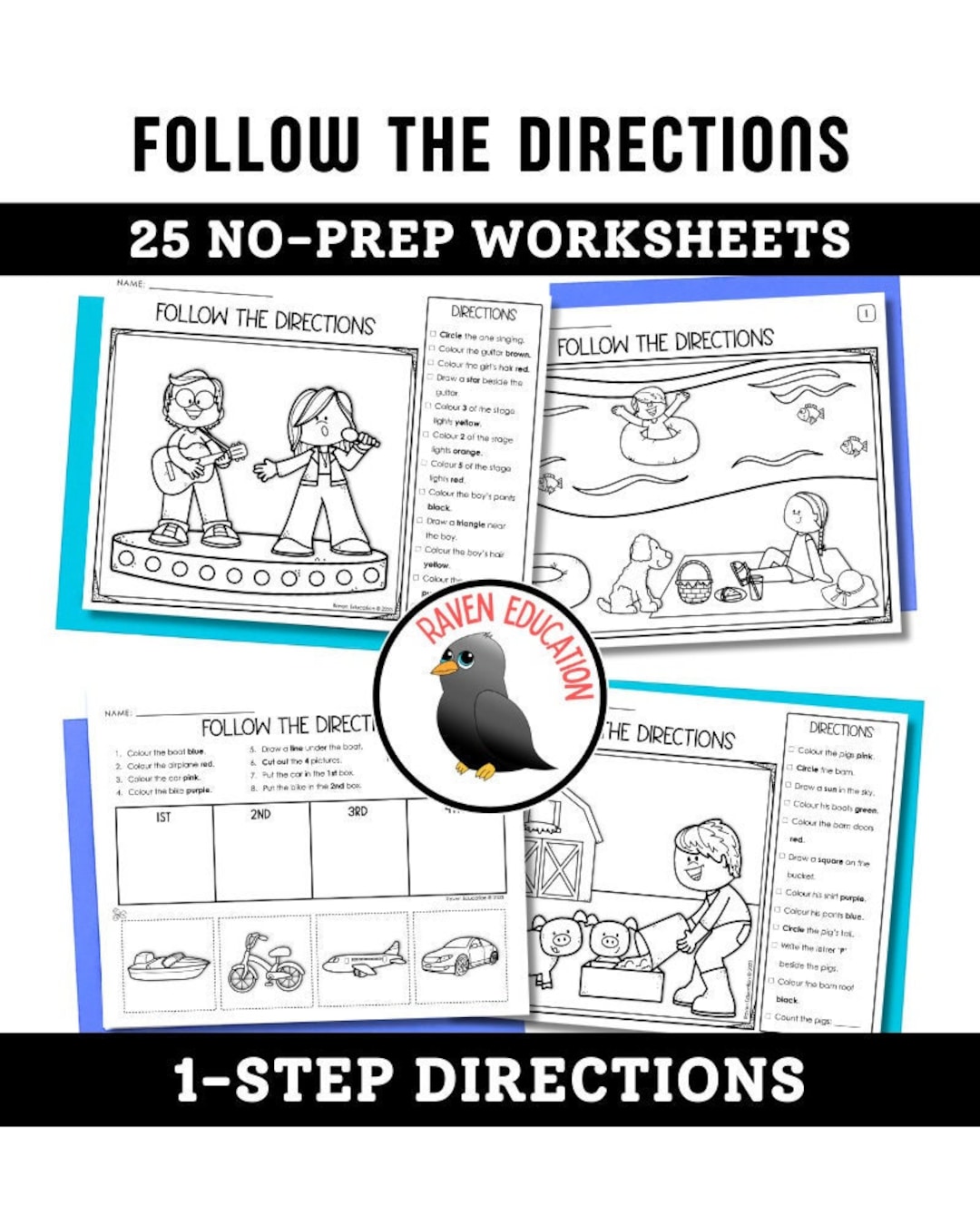 Following 1-step Directions: No-prep Worksheets (speech Therapy ...