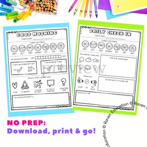 Emotions (mood) Check-in and Tracking Worksheets | Kids | Special ...