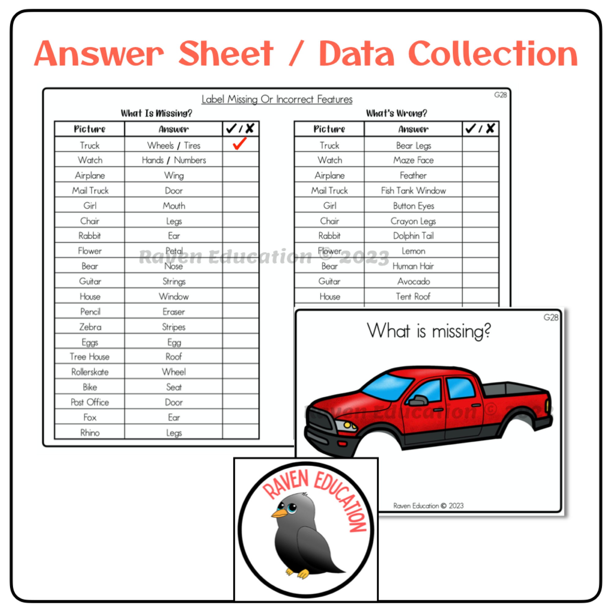 Label Missing or Incorrect Features Task Cards (aligned With ABLLS-R ...