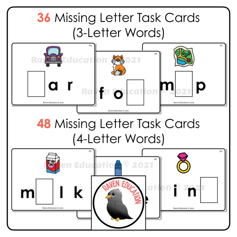 Missing Letters Task Cards - Etsy