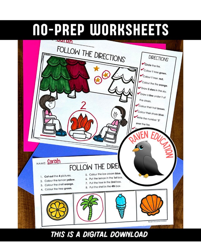 Following 1-step Directions: No-prep Worksheets (speech Therapy ...