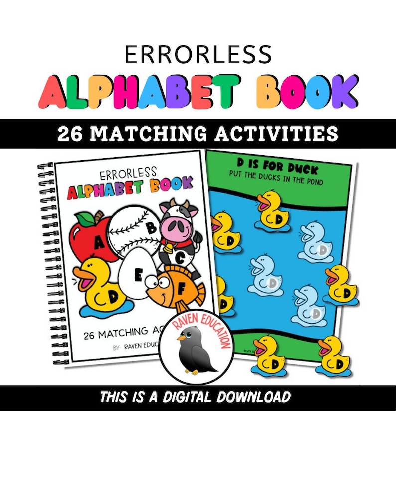 Errorless Alphabet Book 26 Matching Activities interactive Independent ...