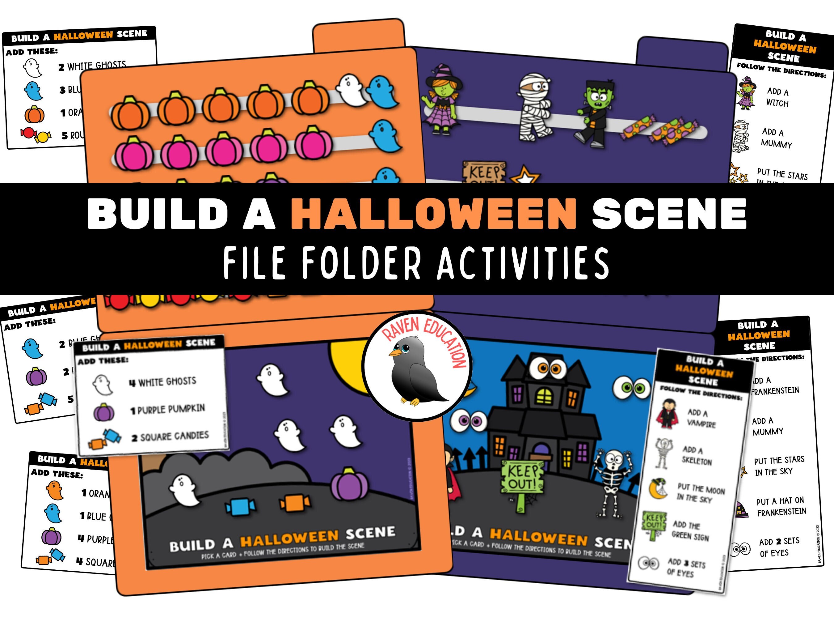 Build A Halloween Scene: Following Simple Directions File Folder ...