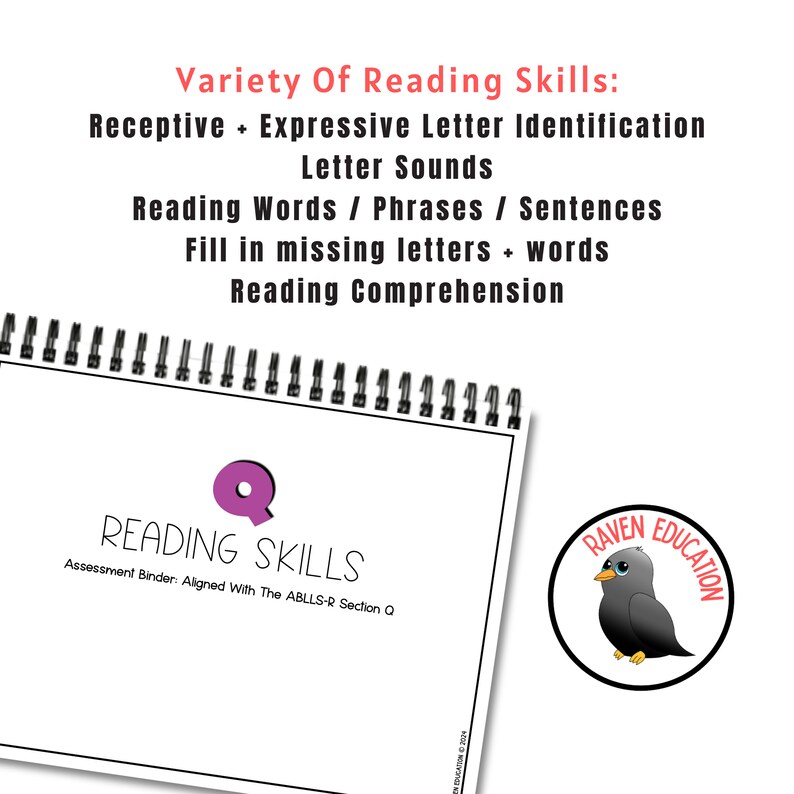 Reading Skills Assessment Binder Aligned With ABLLS-R Q Tasks - Etsy