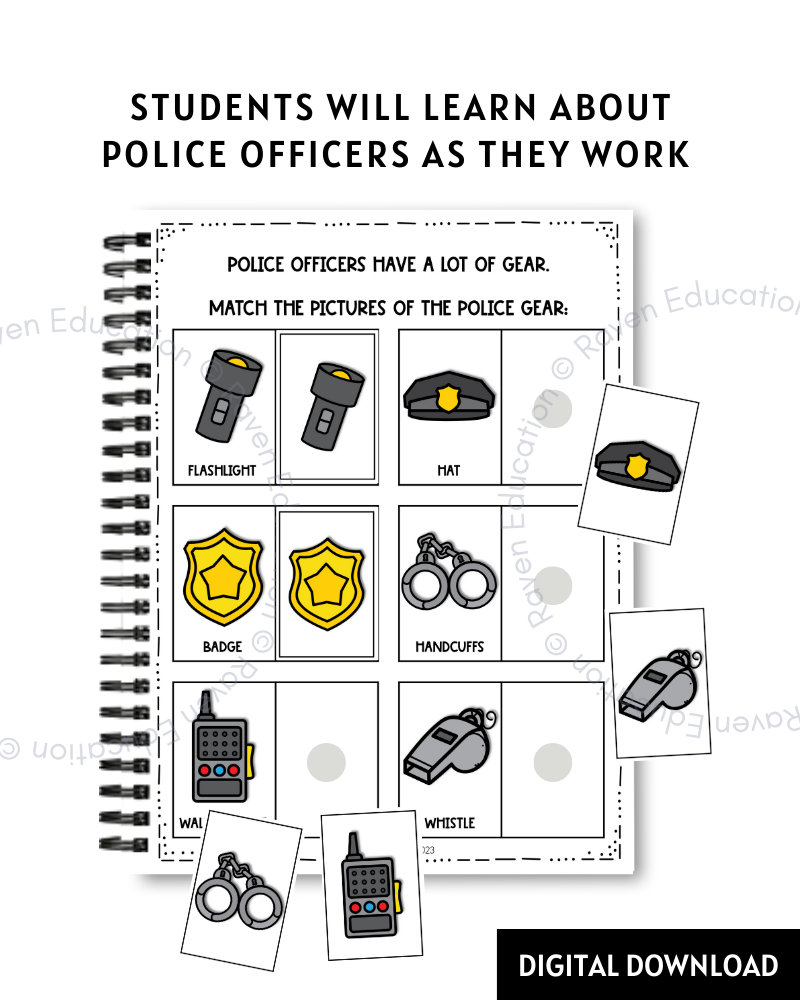 Community Helper Busy Book: Police Officers (matching, Counting ...