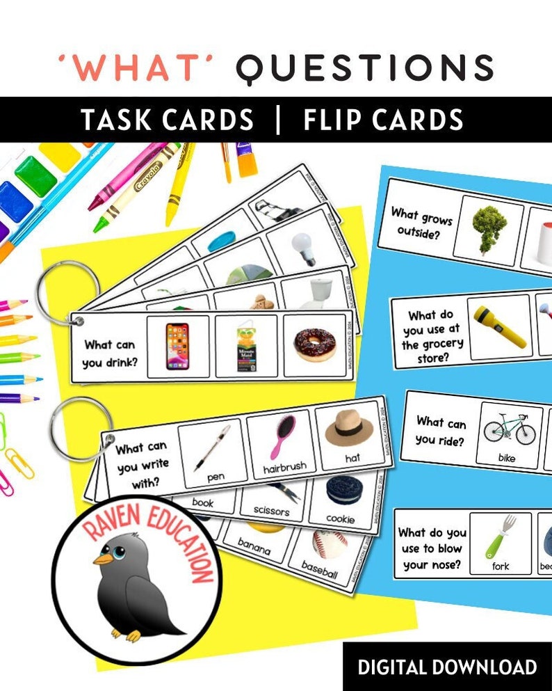 WHAT Questions Task Cards / Flip Cards (special Education | Speech ...